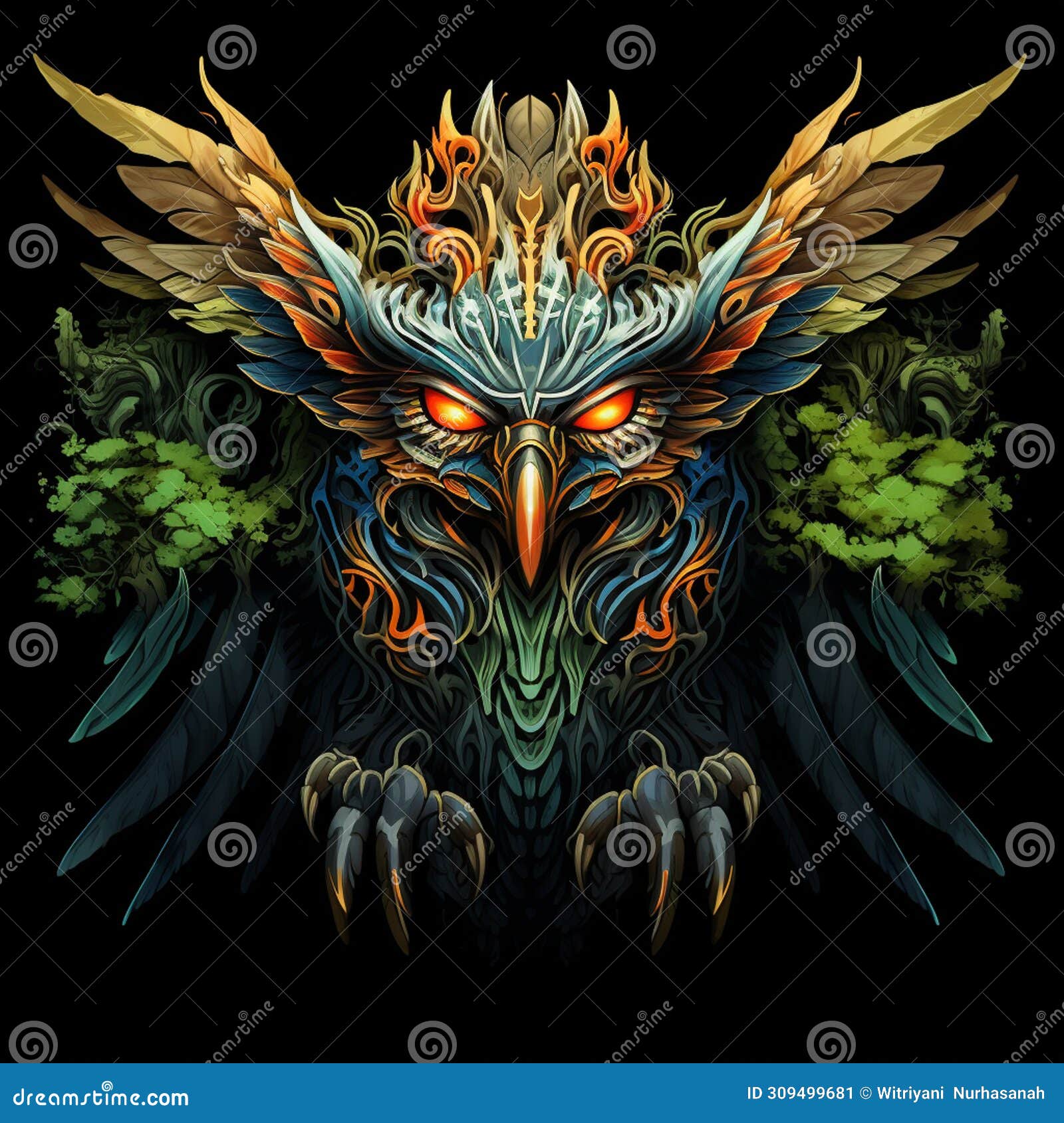 Garuda. Abstract, Neon, Multi-colored Portrait of a Garuda Bird Looking ...
