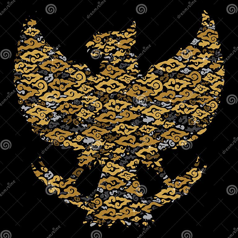 Indonesia Batik Illustration on Garuda Form Stock Vector - Illustration ...