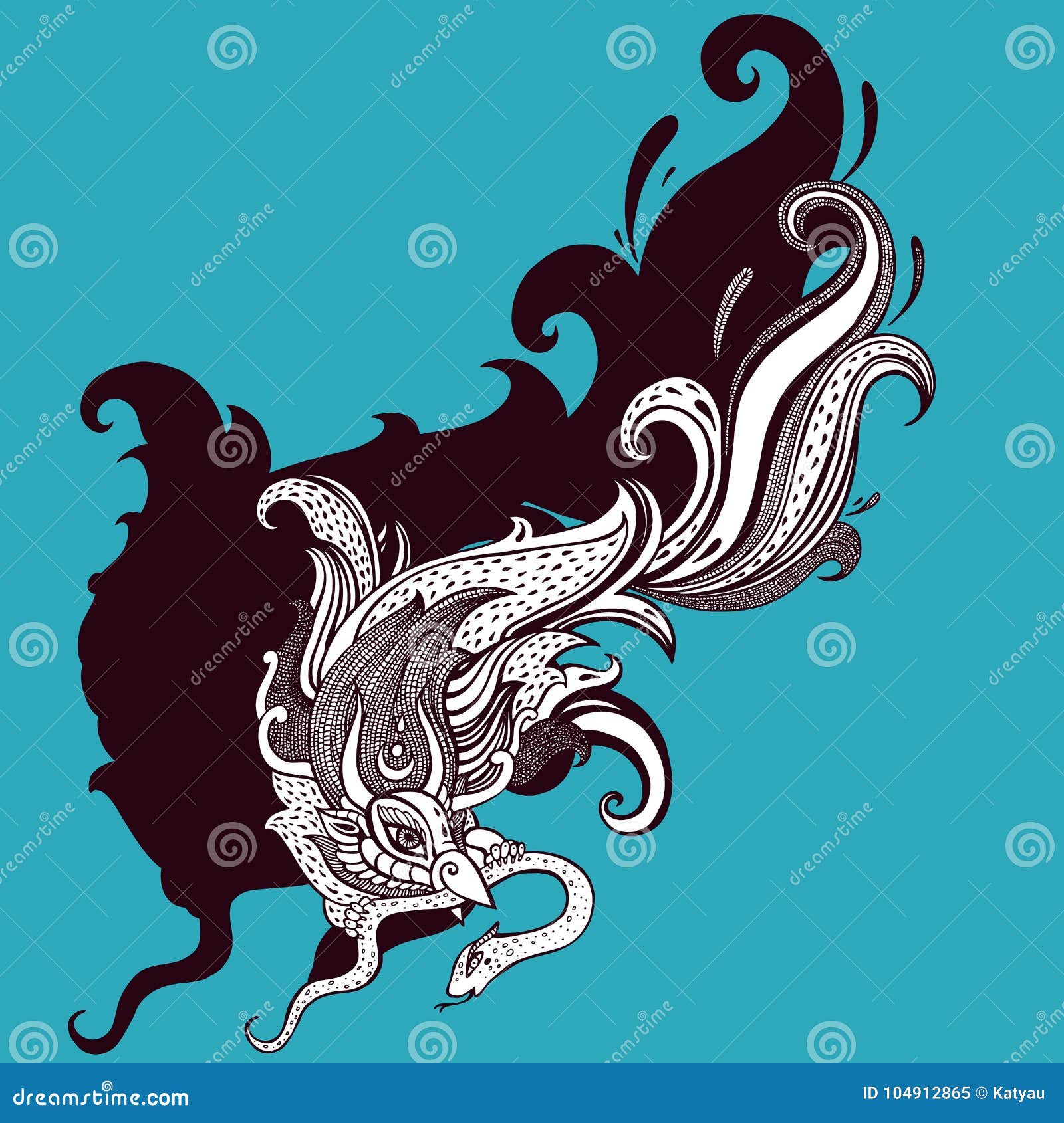 Garuda. Hand Drawn Illustration. Stock Illustration - Illustration of ...