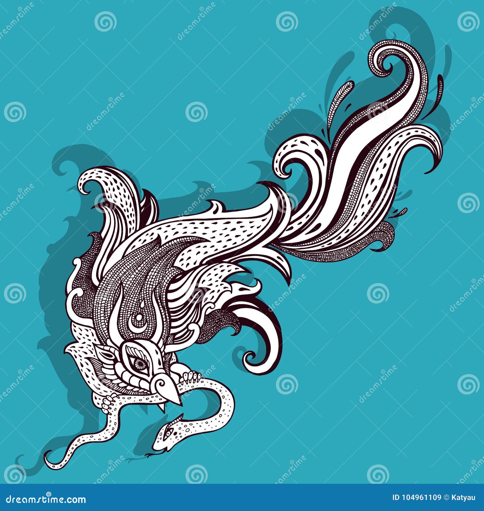 Garuda. Hand Drawn Illustration. Stock Illustration - Illustration of ...