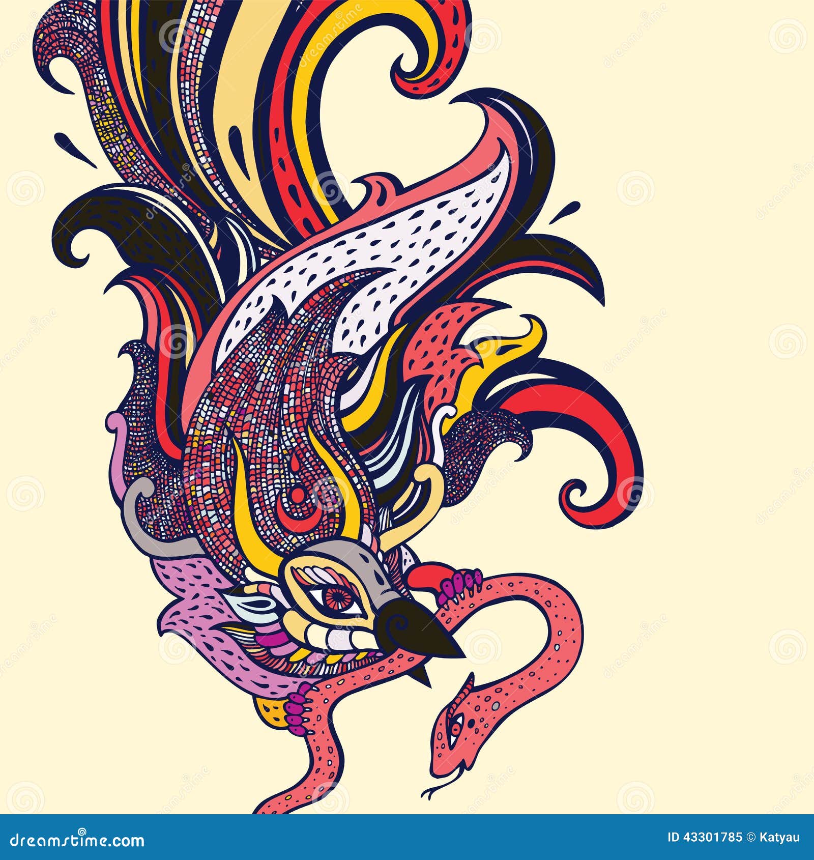 Garuda. Hand Drawn Illustration. Stock Vector - Illustration of feather ...