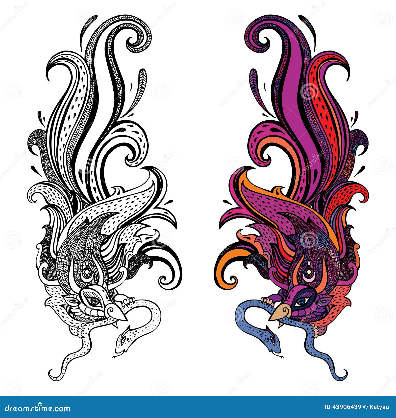 Garuda. Hand Drawn Illustration. Stock Vector - Illustration of burn ...