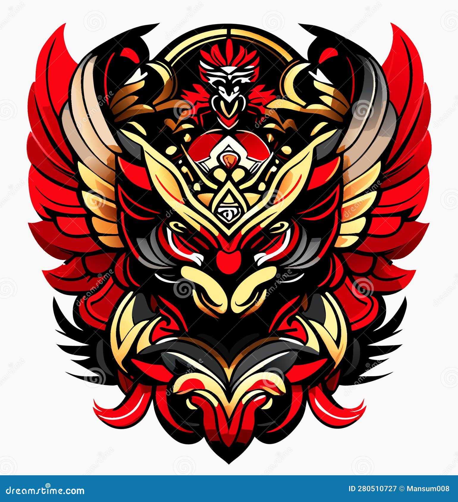 Garuda Robot Icon on White Background Stock Illustration - Illustration ...