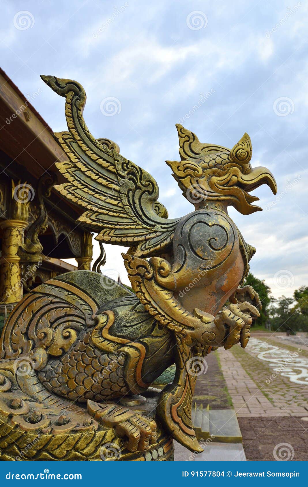 Garuda Sculpture at Old Temple Stock Photo - Image of face, buddhism ...