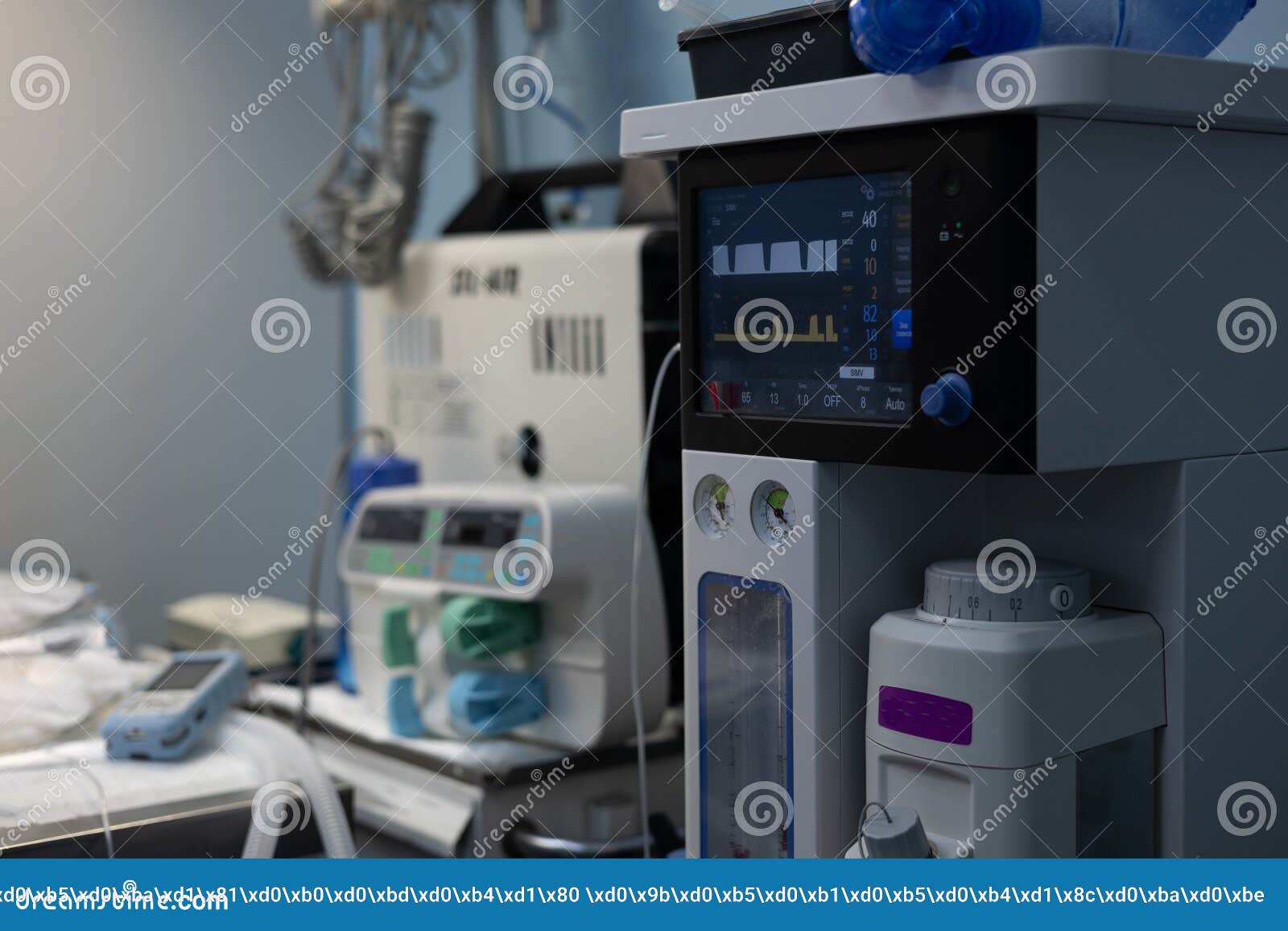 The Gas Anesthesia Machine Stands in a Clean Light Surgery Ready for ...