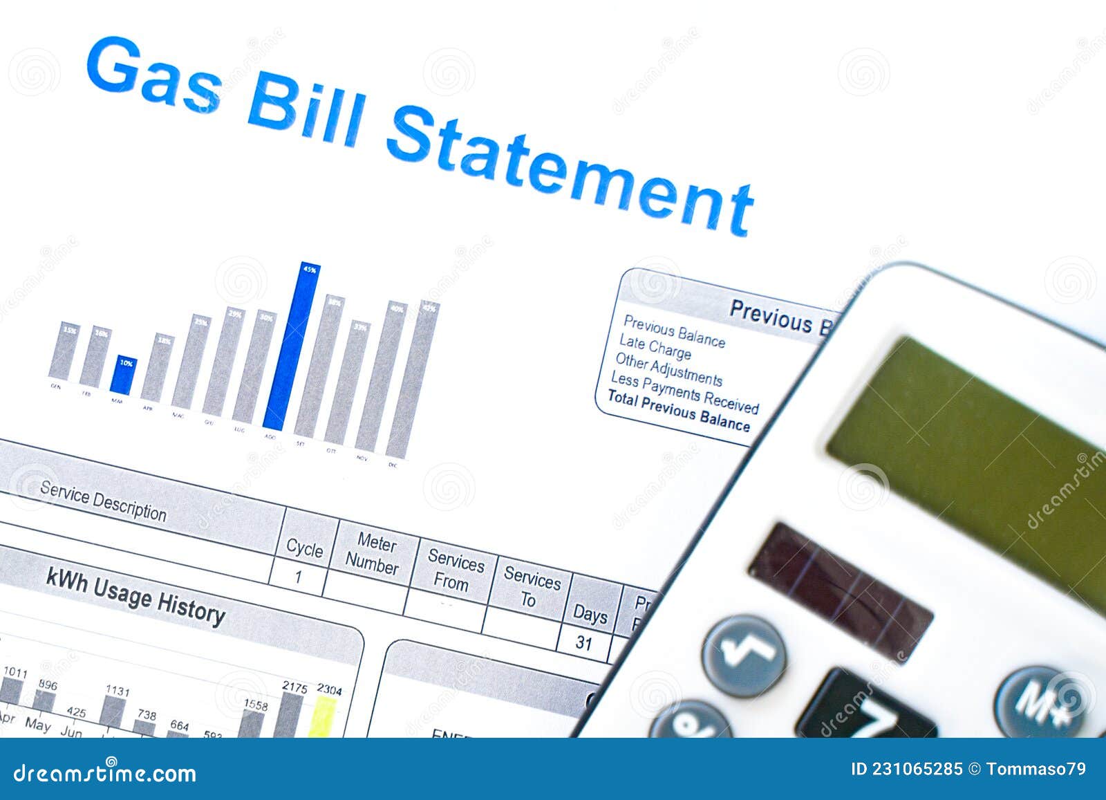 Gas Bill Statement and Home Energy Consumption Stock Image - Image of ...