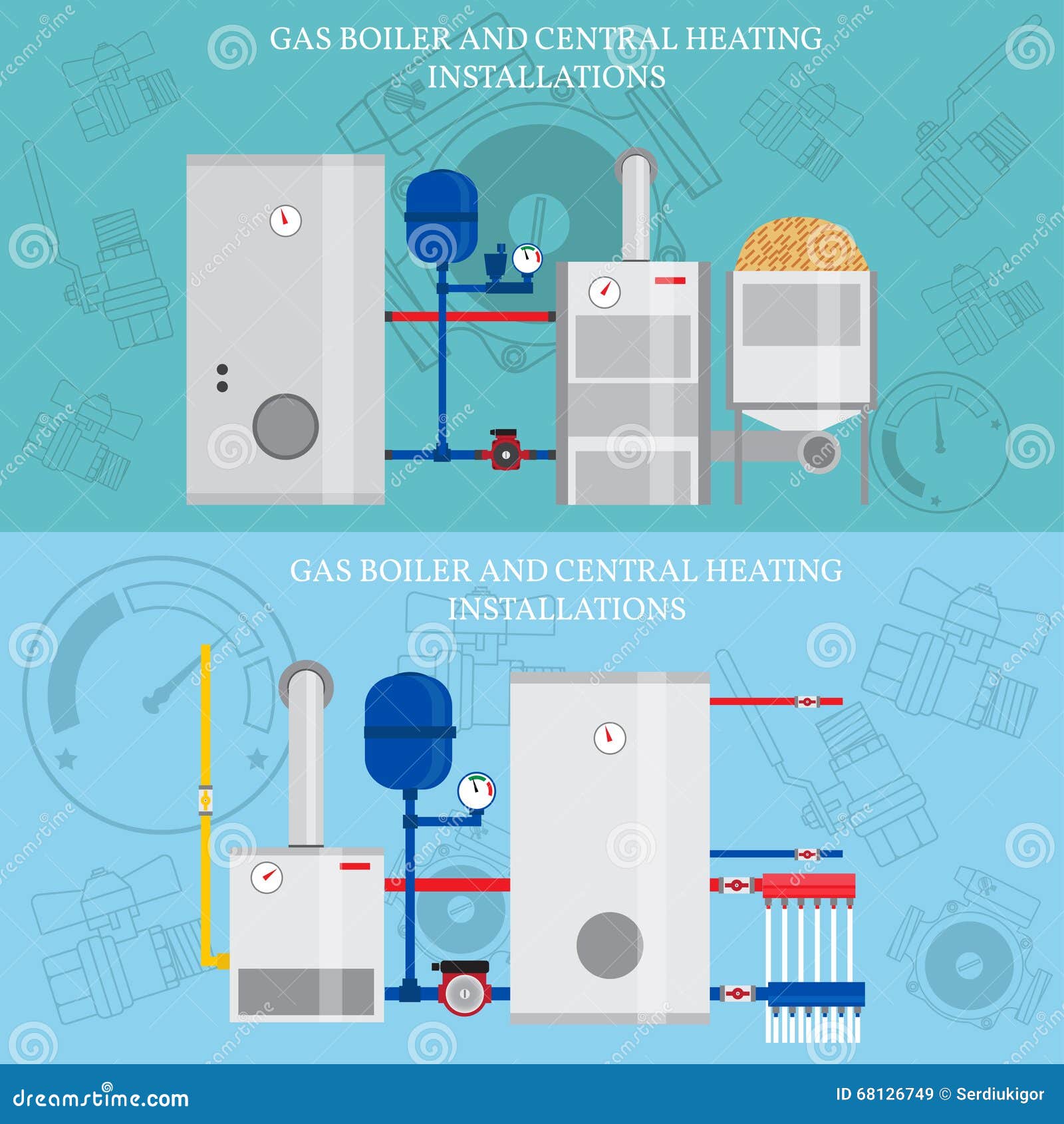 Central Heating System For Residential Homes Outline Concept ...