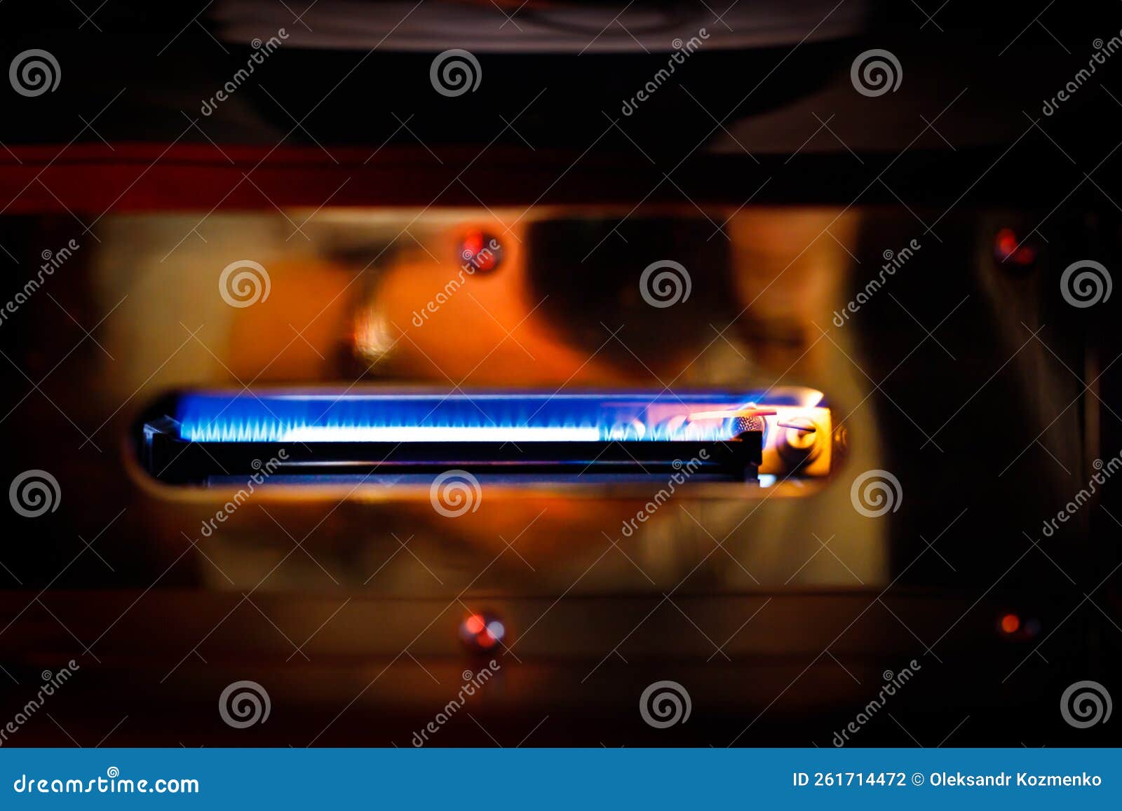 Gas Boiler Igniter. Gas is Burning in the Boiler. Stock Photo - Image ...