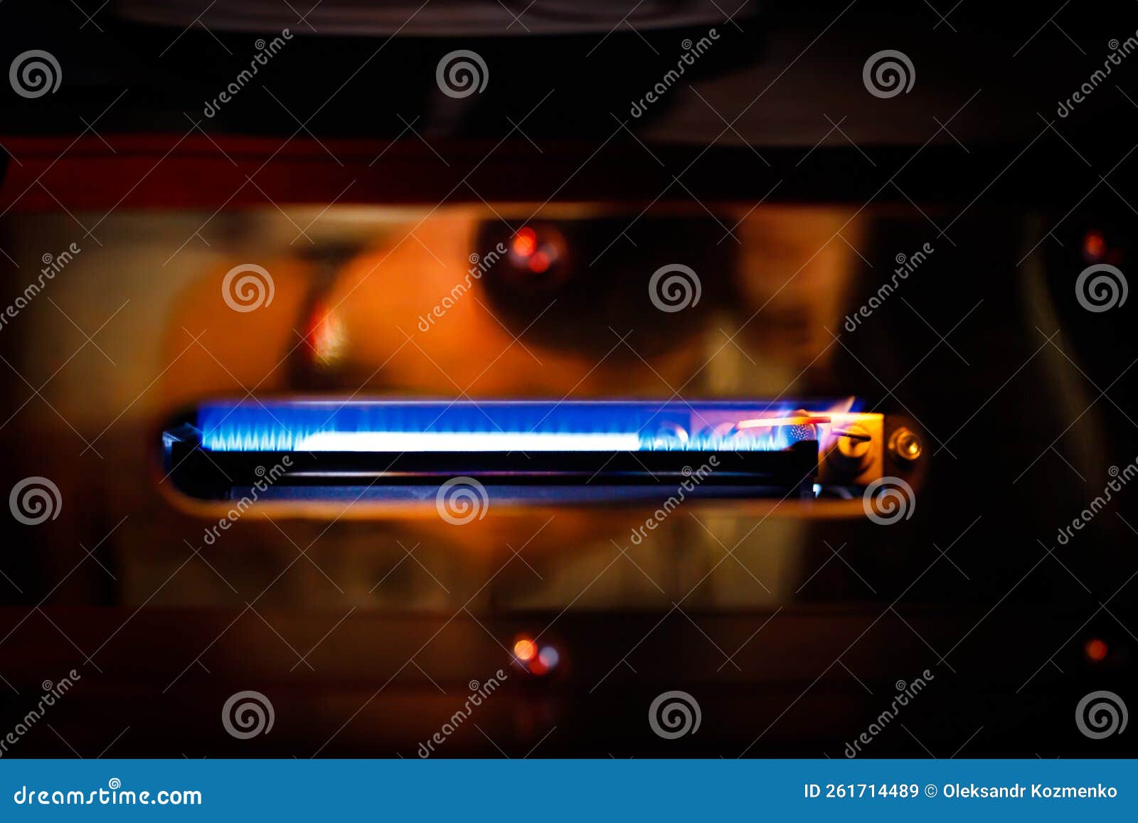 Gas Boiler Igniter. Gas is Burning in the Boiler. Stock Image - Image ...