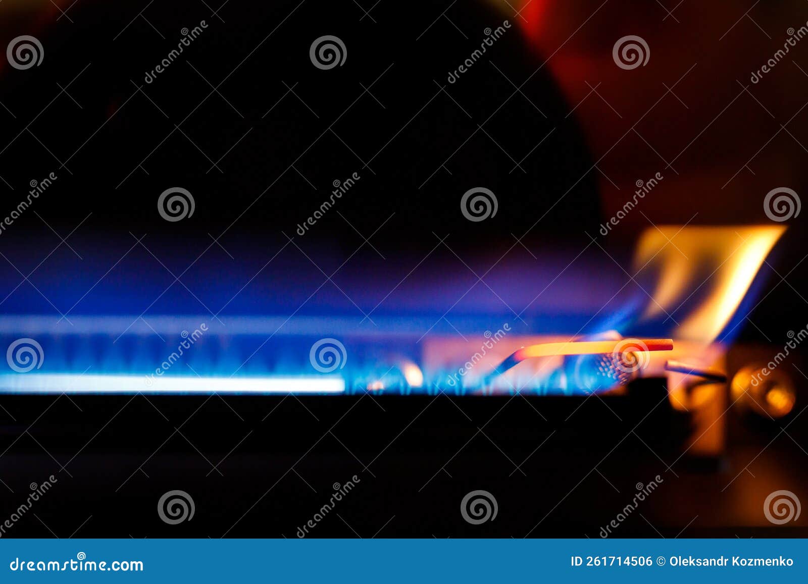 Gas Boiler Igniter. Gas is Burning in the Boiler. Stock Photo - Image ...