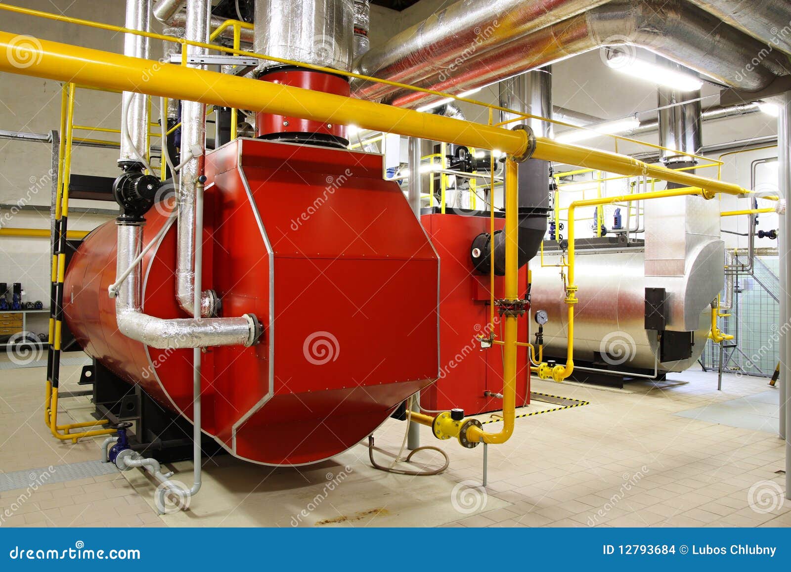 Gas Boilers in Gas Boiler Room Stock Photo - Image of needle, house ...