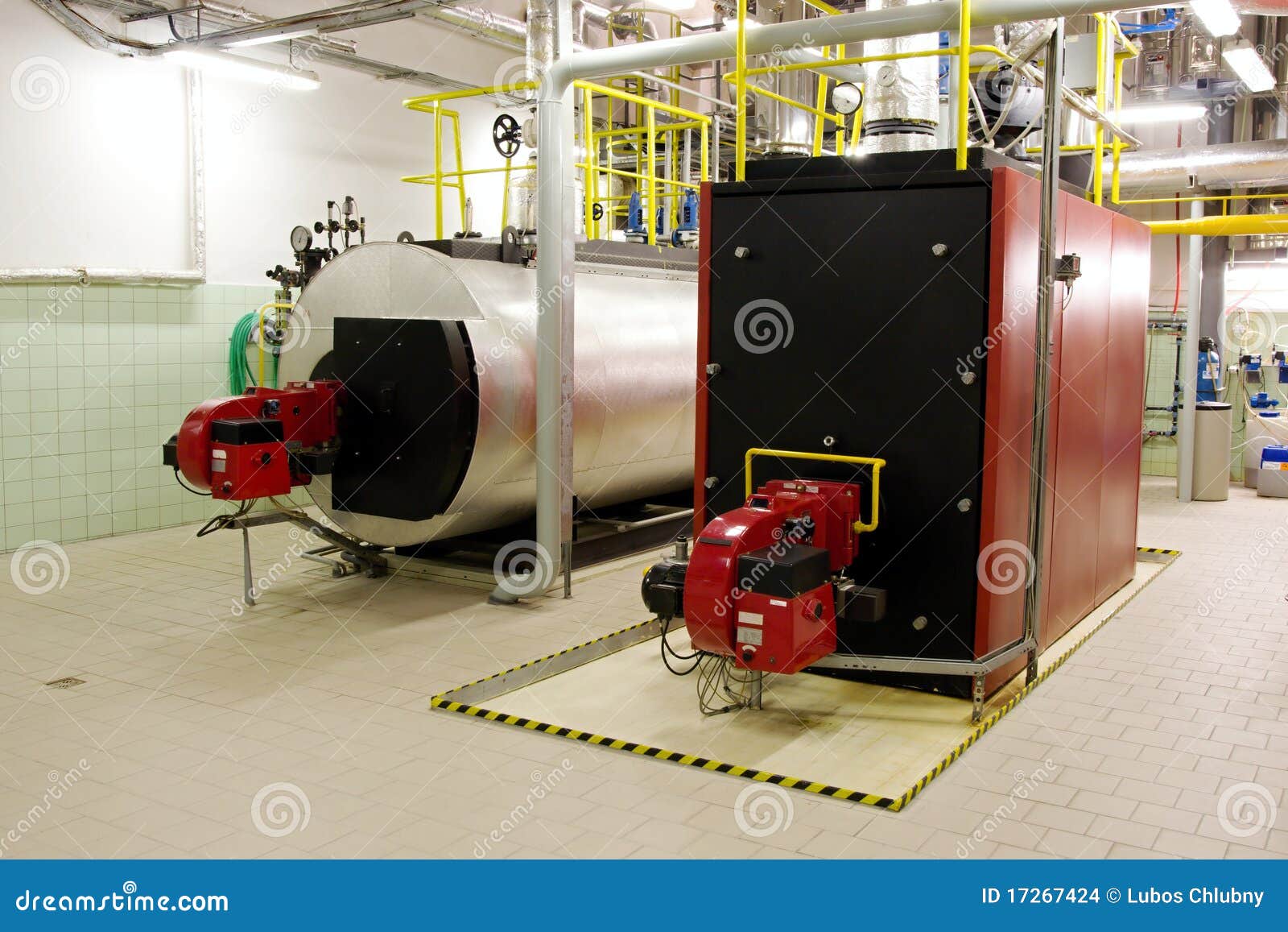 Gas Boilers in Gas Boiler Room Stock Photo - Image of open, boiler ...