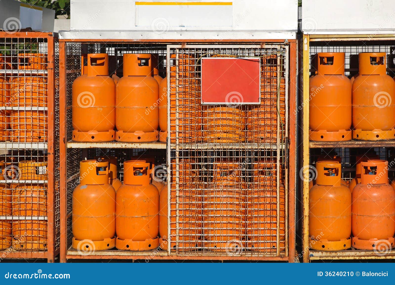 Gas bottles stock photo. Image of orange, rack, station - 36240210