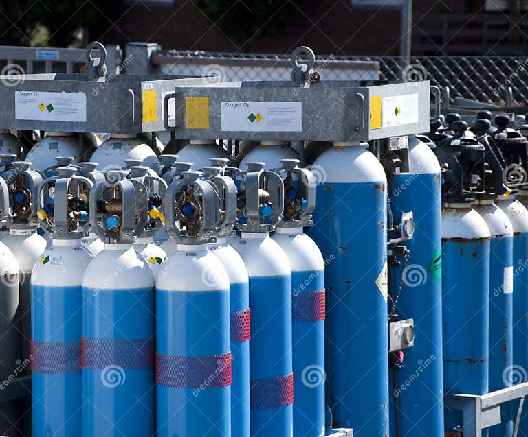Gas Bottles oxygen stock photo. Image of energy, chemist - 9638092