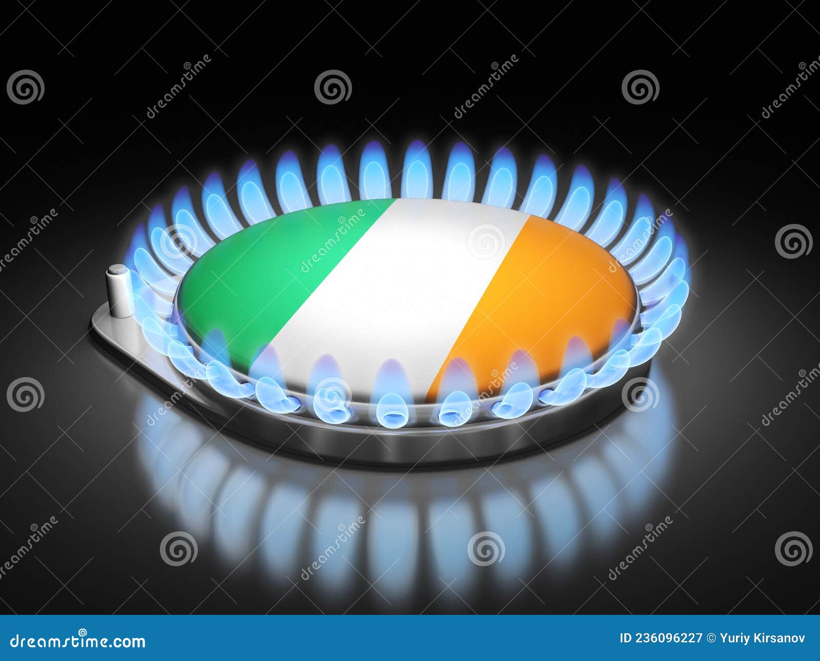 Gas Burner Flame with Irish Flag on Black Stock Illustration ...