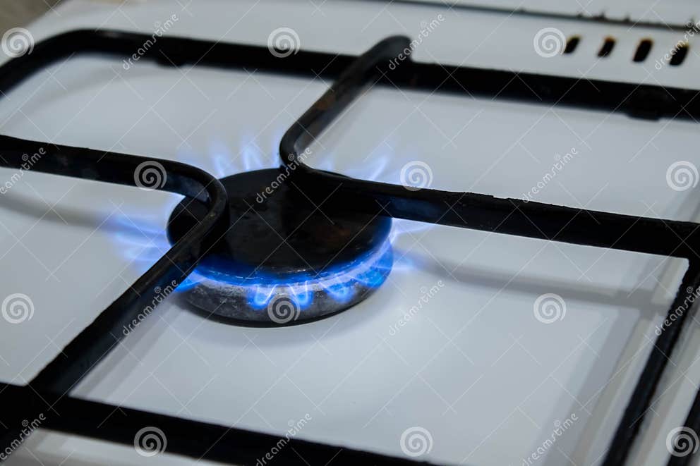 Gas Burning from a Kitchen Gas Stove Stock Photo - Image of danger ...