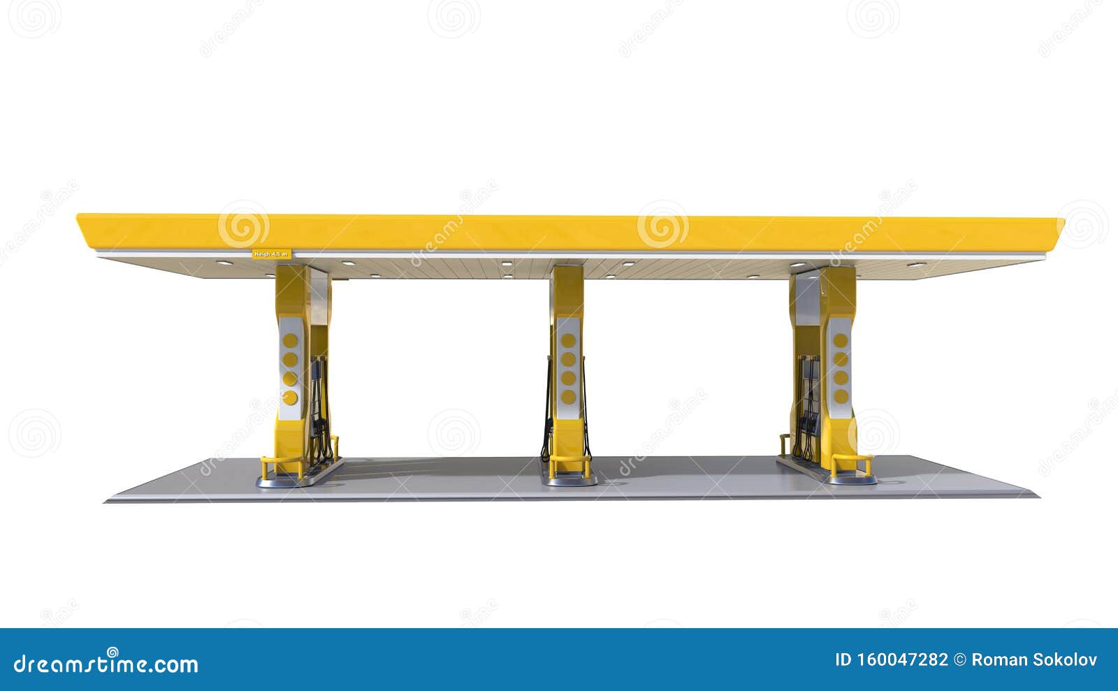 Gas Canopy 3d Render Colored Stock Illustration - Illustration of ...