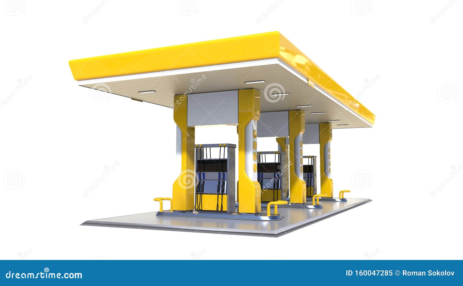 Gas Canopy 3d Render Colored Stock Illustration - Illustration of city ...