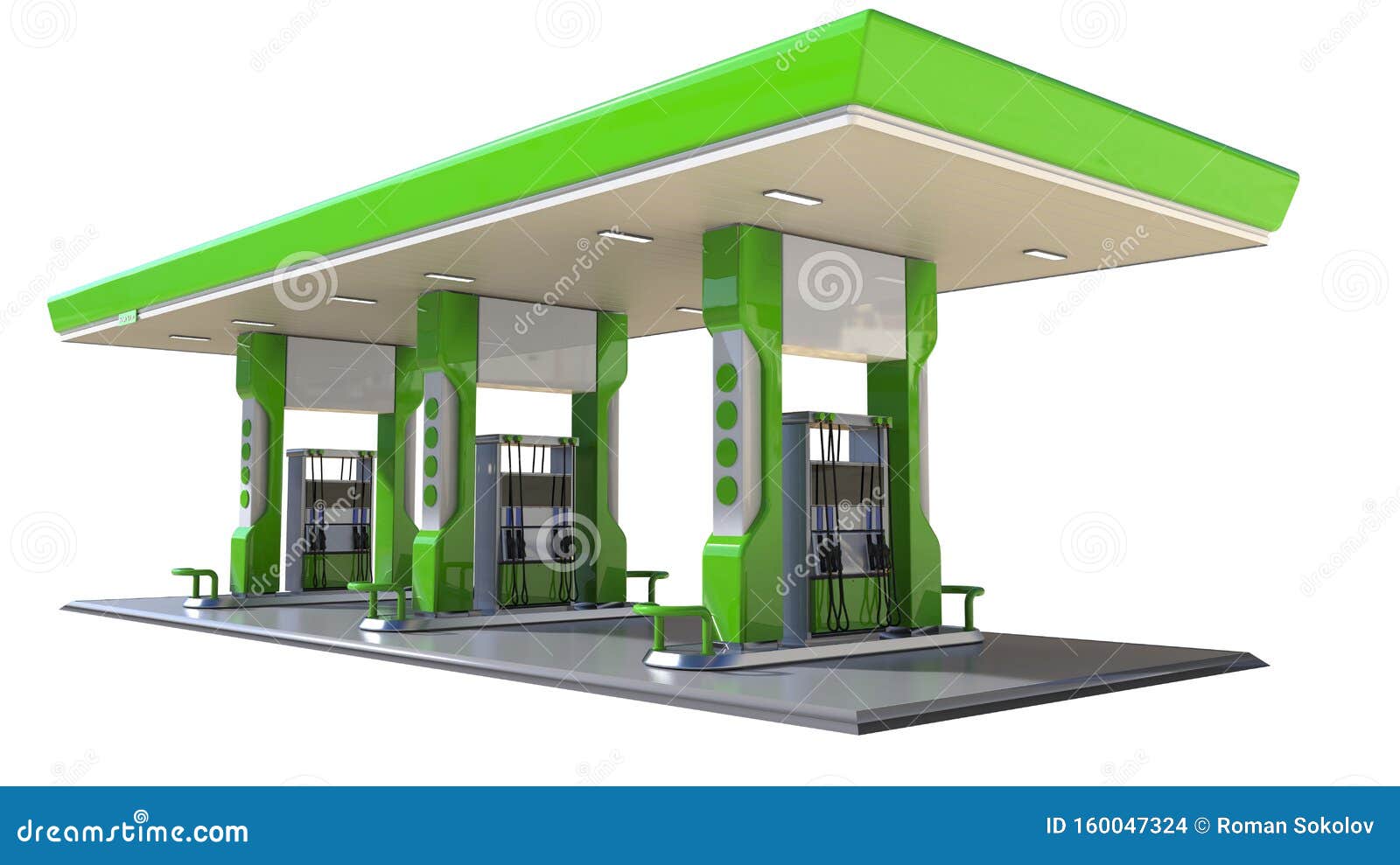 Gas Canopy 3d Render Colored Stock Illustration - Illustration of pump ...