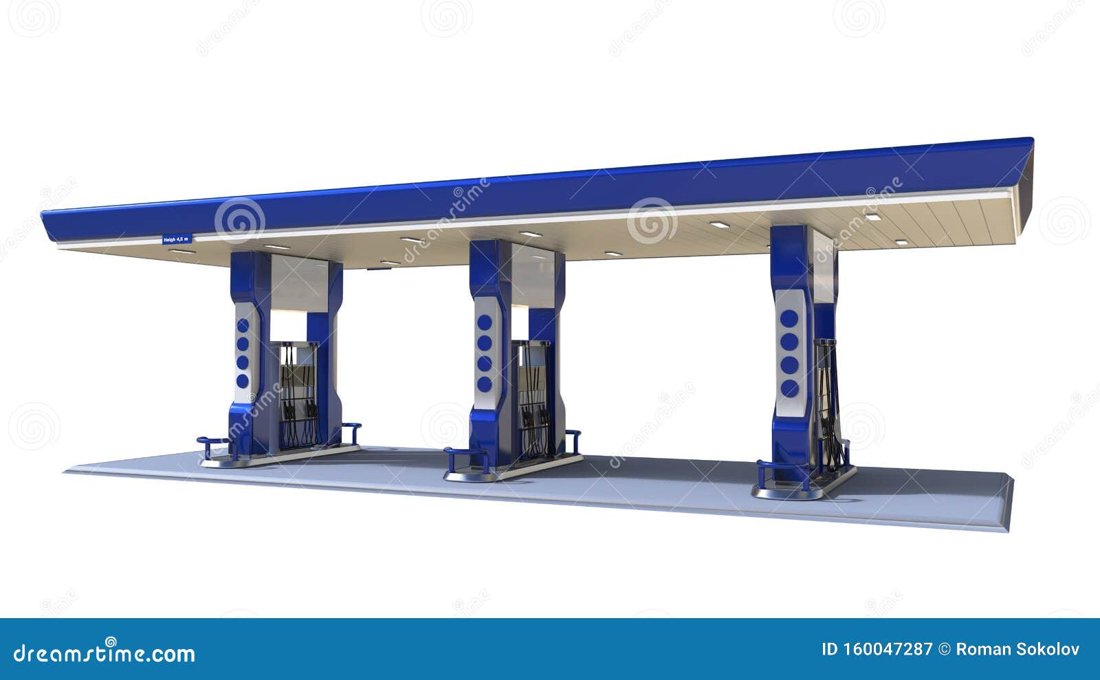 Gas Canopy 3d Render Colored Stock Illustration - Illustration of ...