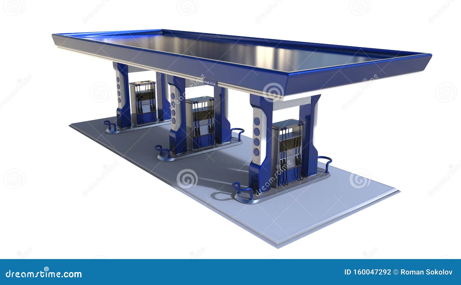 Gas Canopy 3d Render Colored Stock Illustration - Illustration of ...