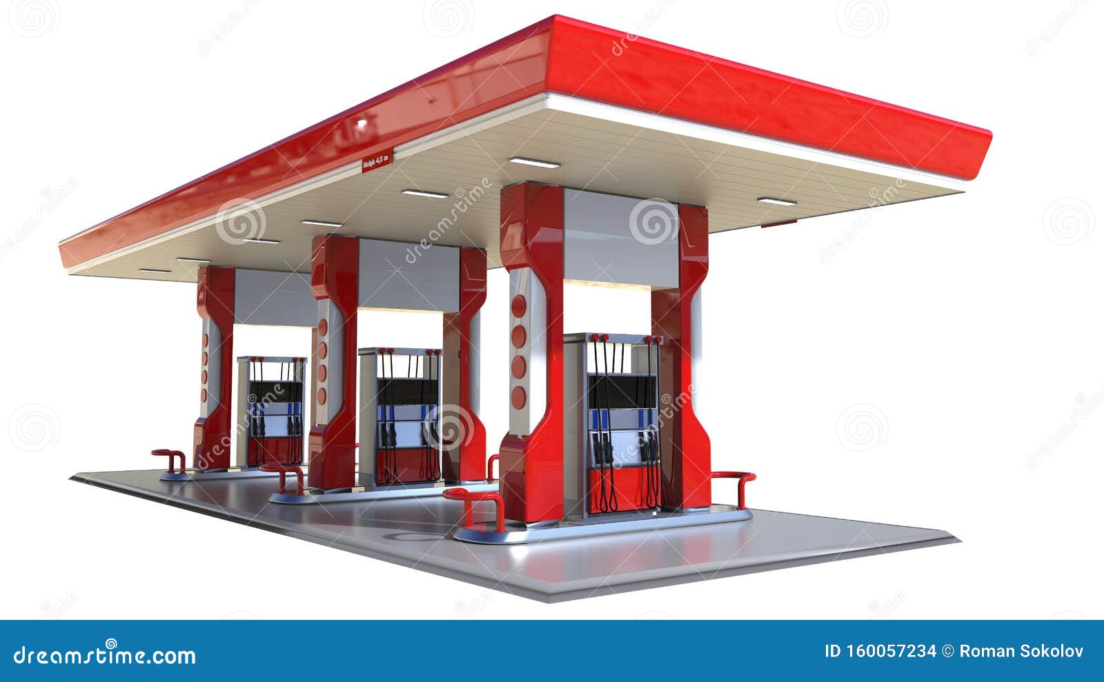 Canopy 3d Render Colored Gas Station Stock Photo | CartoonDealer.com ...