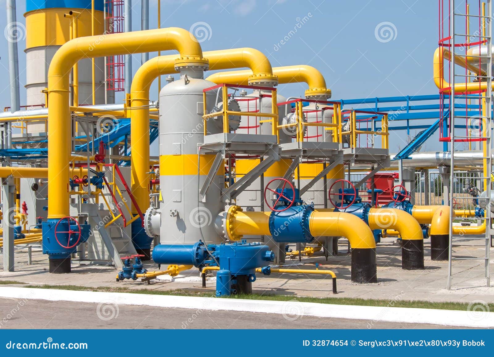 Gas compressor station stock photo. Image of color, pressure - 32874654