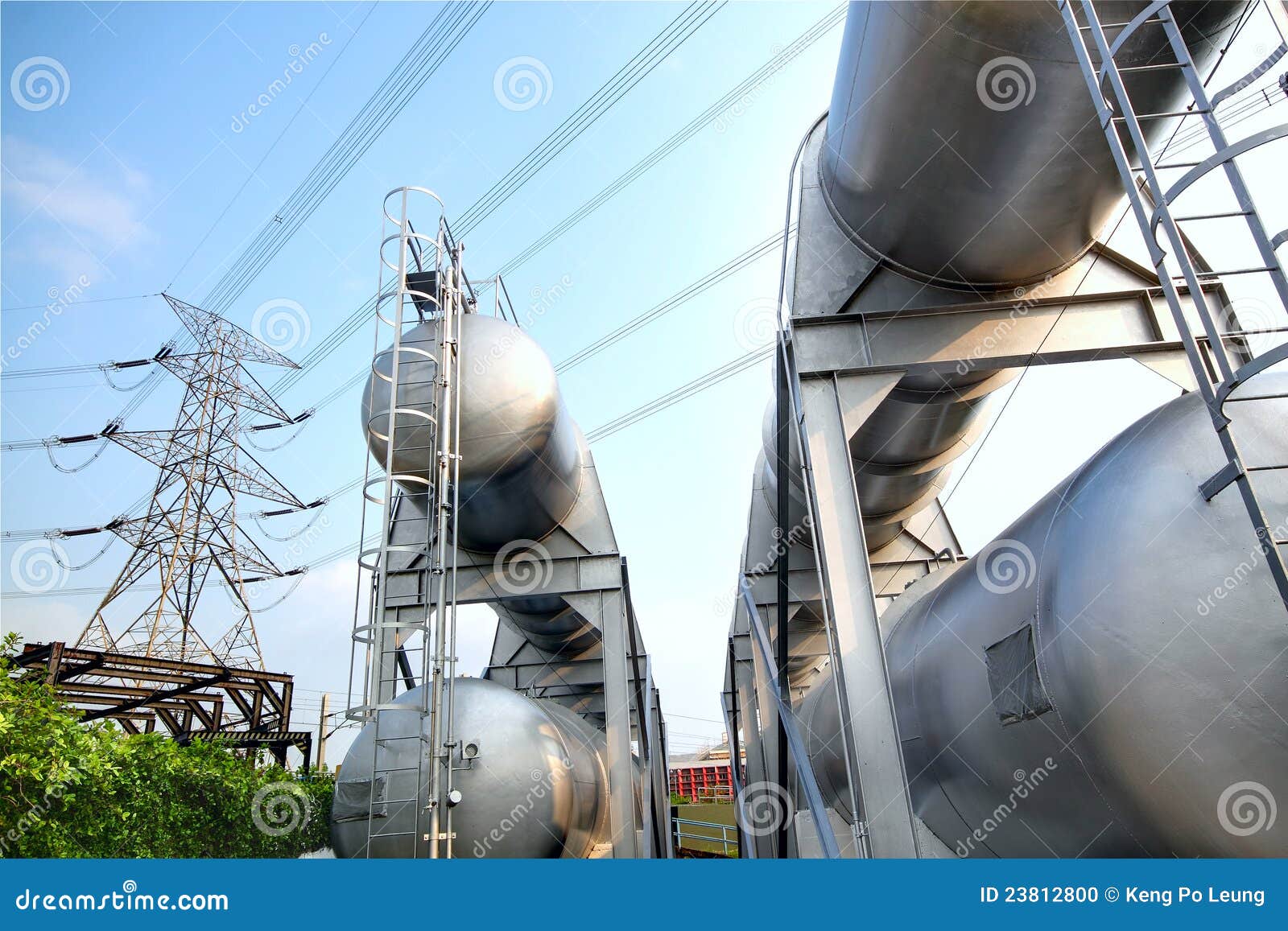 Gas Container and Power Tower Stock Photo - Image of generation ...