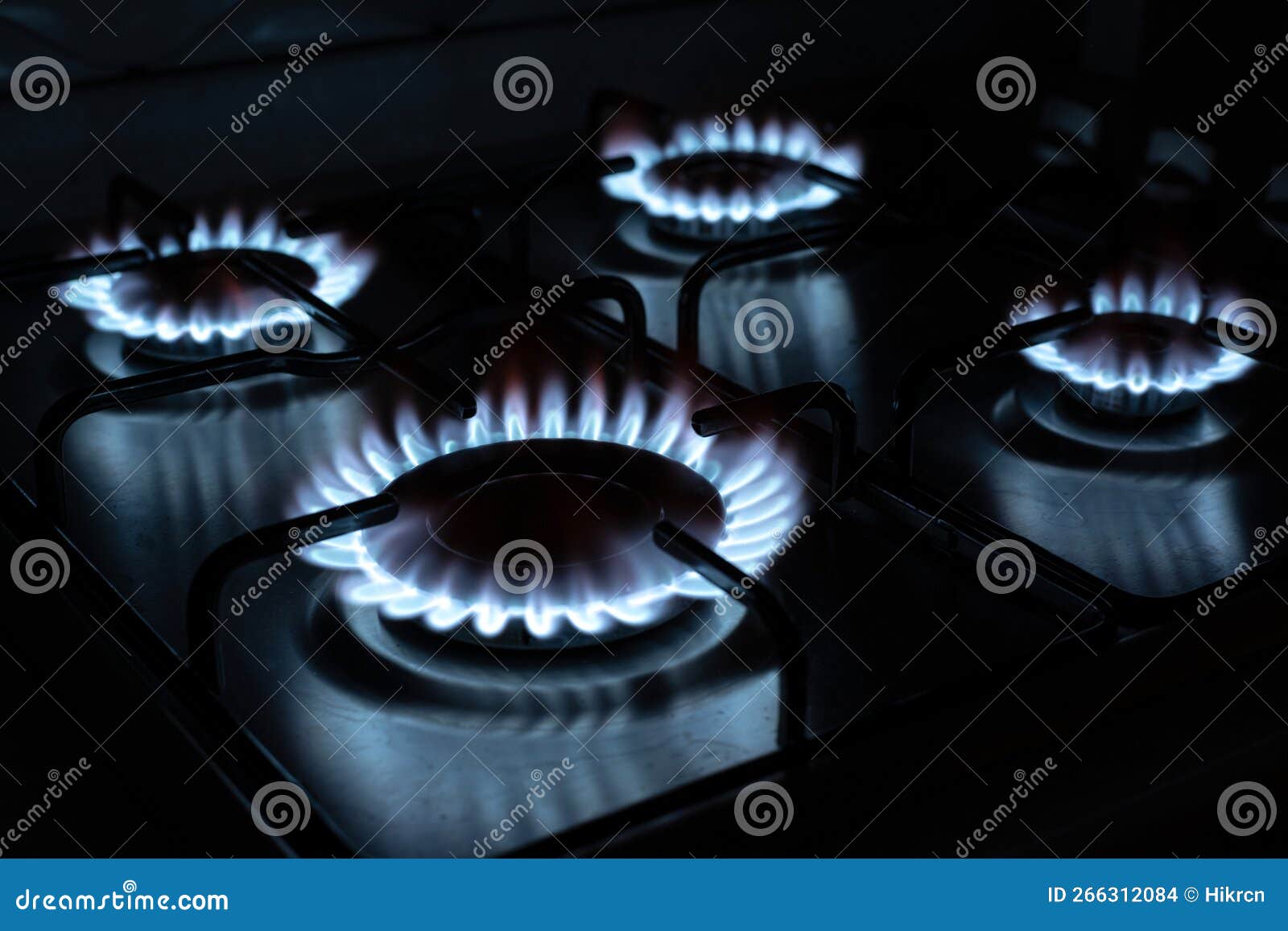 Gas Cooker with Burning Flames of Propane Gas Stock Photo - Image of ...