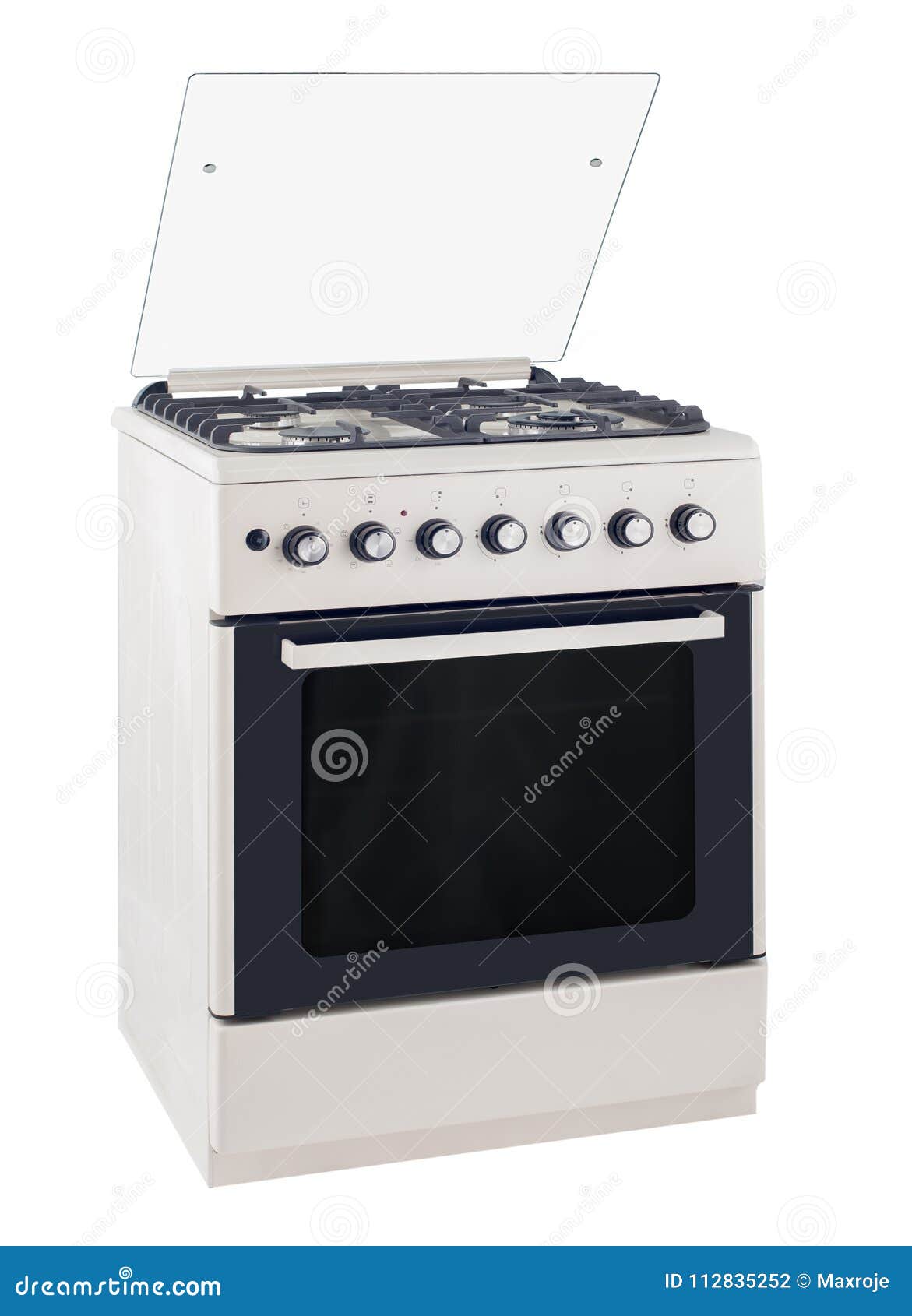 Gas Cooker Isolated on White Stock Photo - Image of burner, cooktop ...