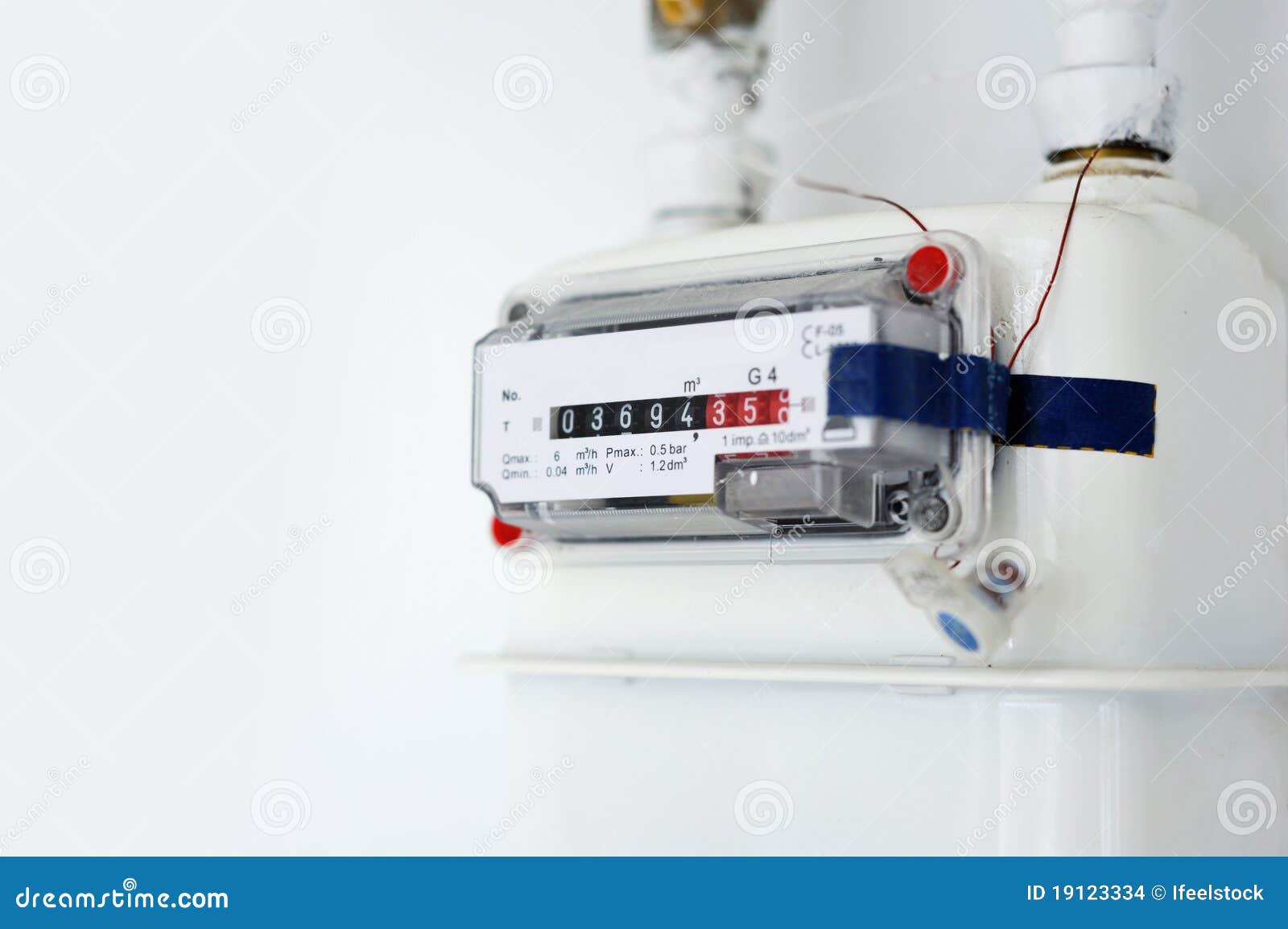 Gas counter on wall stock photo. Image of needle, modern - 19123334