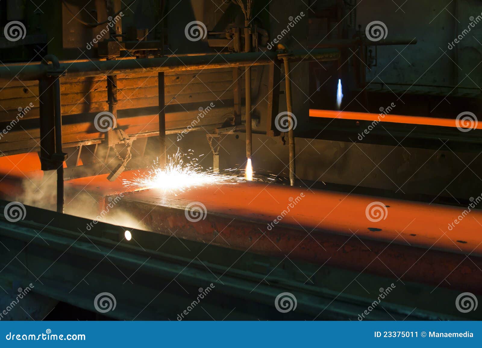 Gas Cutting of the Hot Metal Stock Image - Image of construction, iron ...