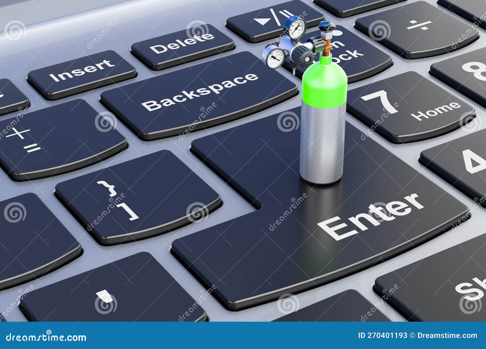 Gas Cylinder on Laptop Keyboard, 3D Stock Illustration - Illustration ...