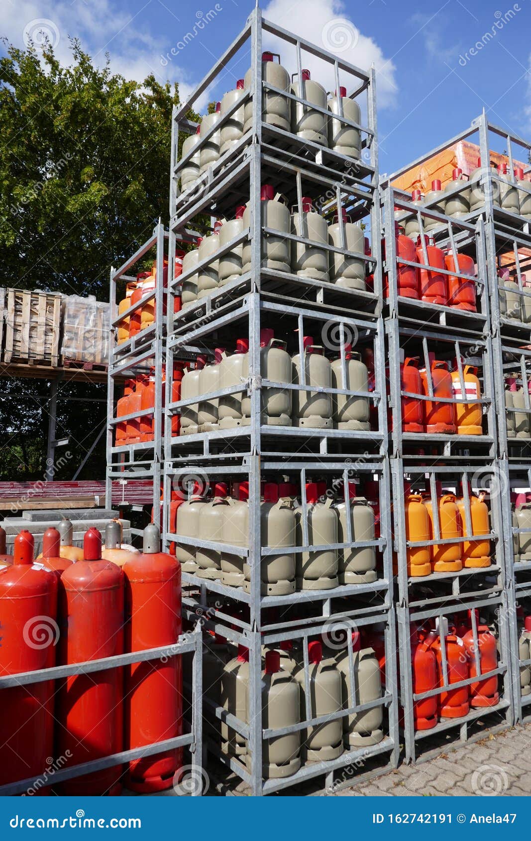 Gas Cylinders. Storage in Lattice Boxes, Ready for Transport Stock ...