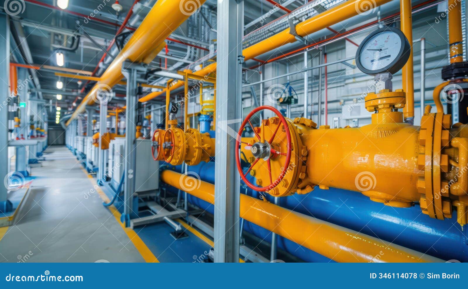 Gas Distribution Plant Interior with Compression Stock Illustration ...