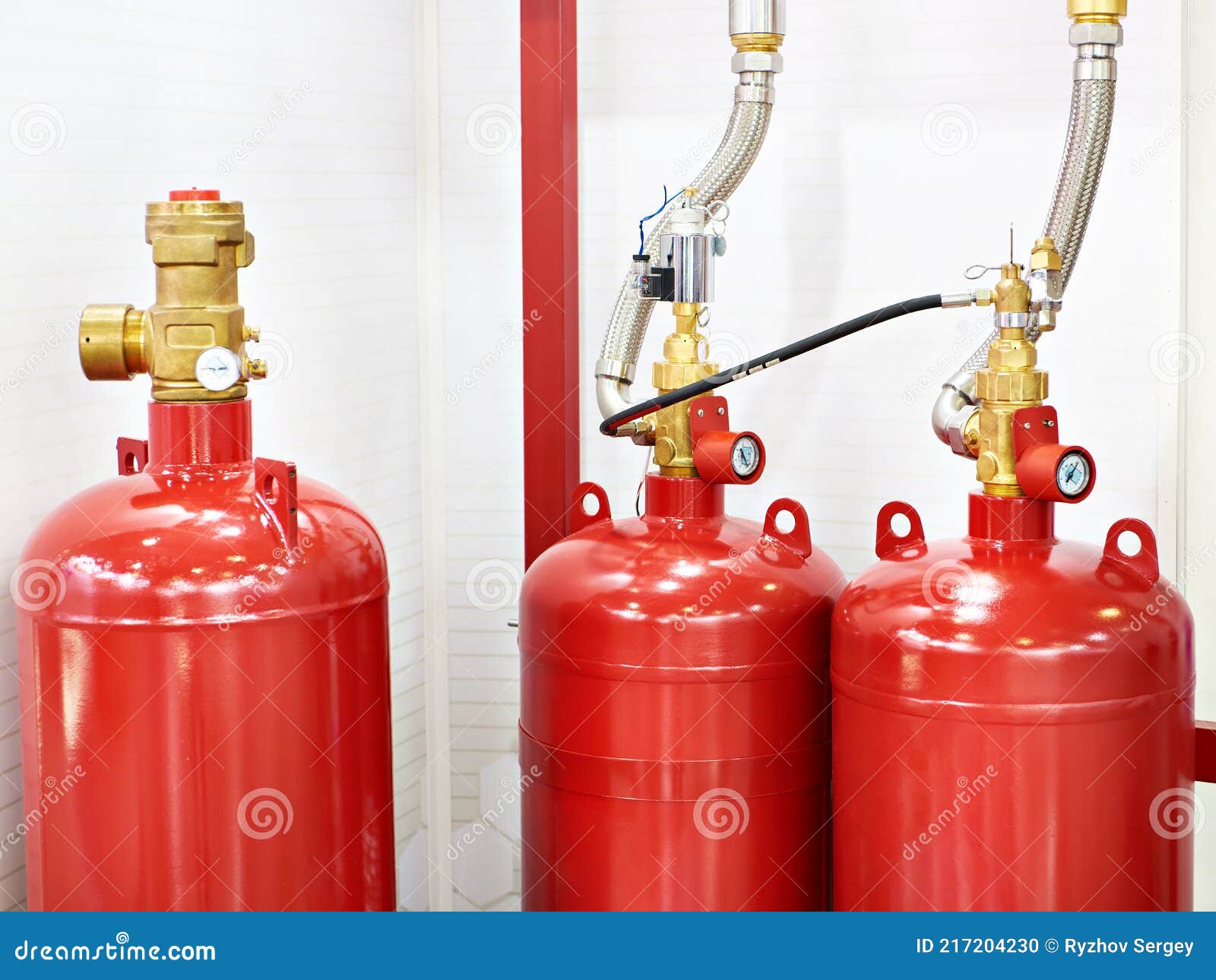 Gas extinguishing modules stock photo. Image of background - 217204230