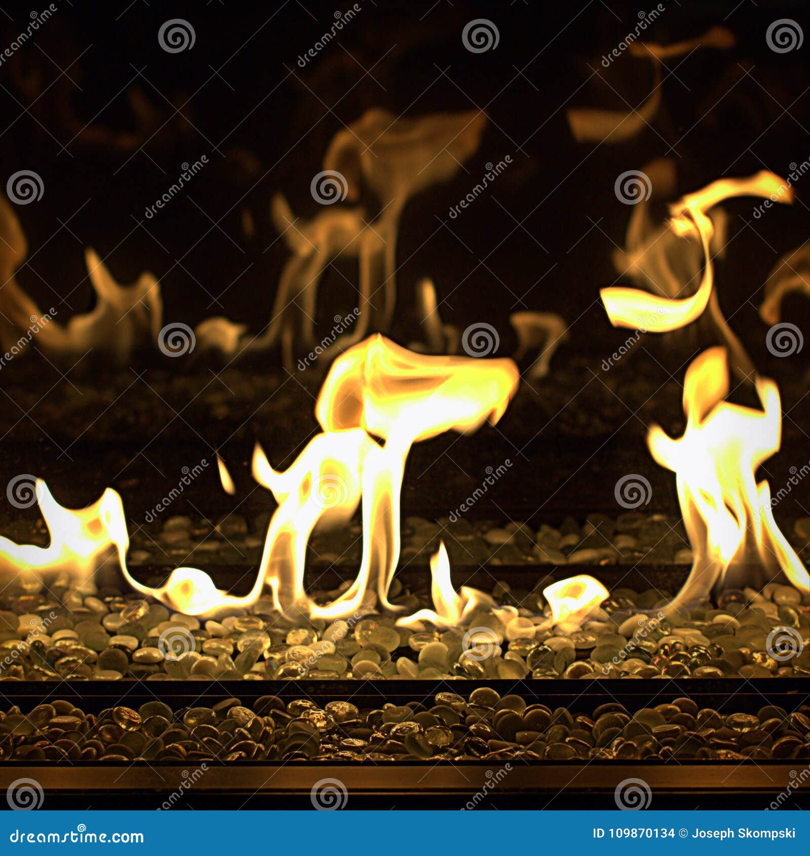 Gas Fire with Reflection stock photo. Image of flames - 109870134