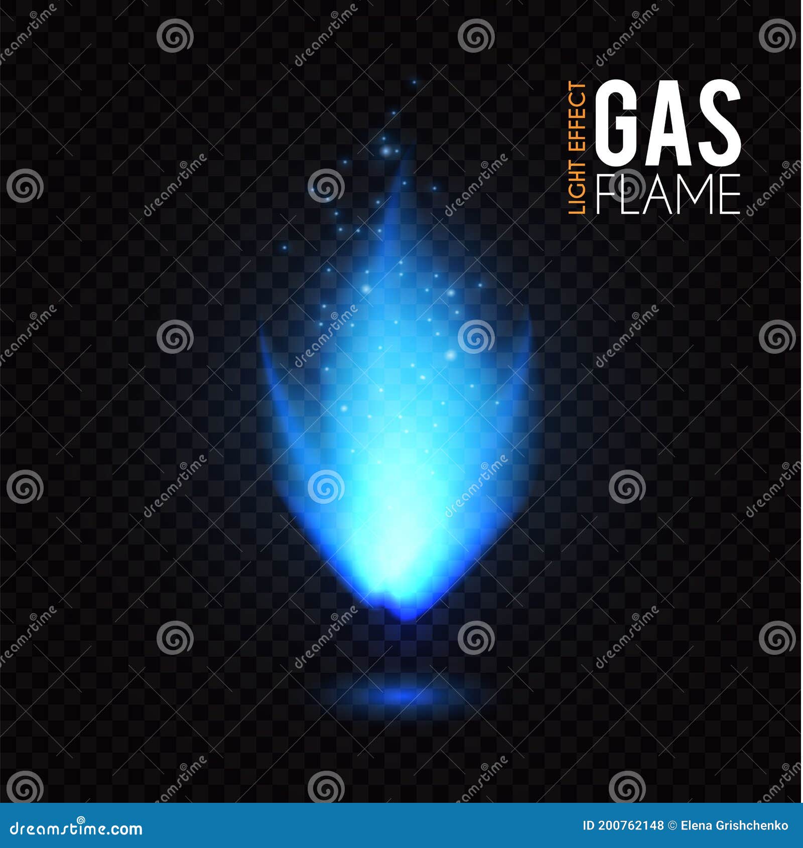 Gas Flame. Blue Fire Effect Stock Vector - Illustration of heat, frame ...