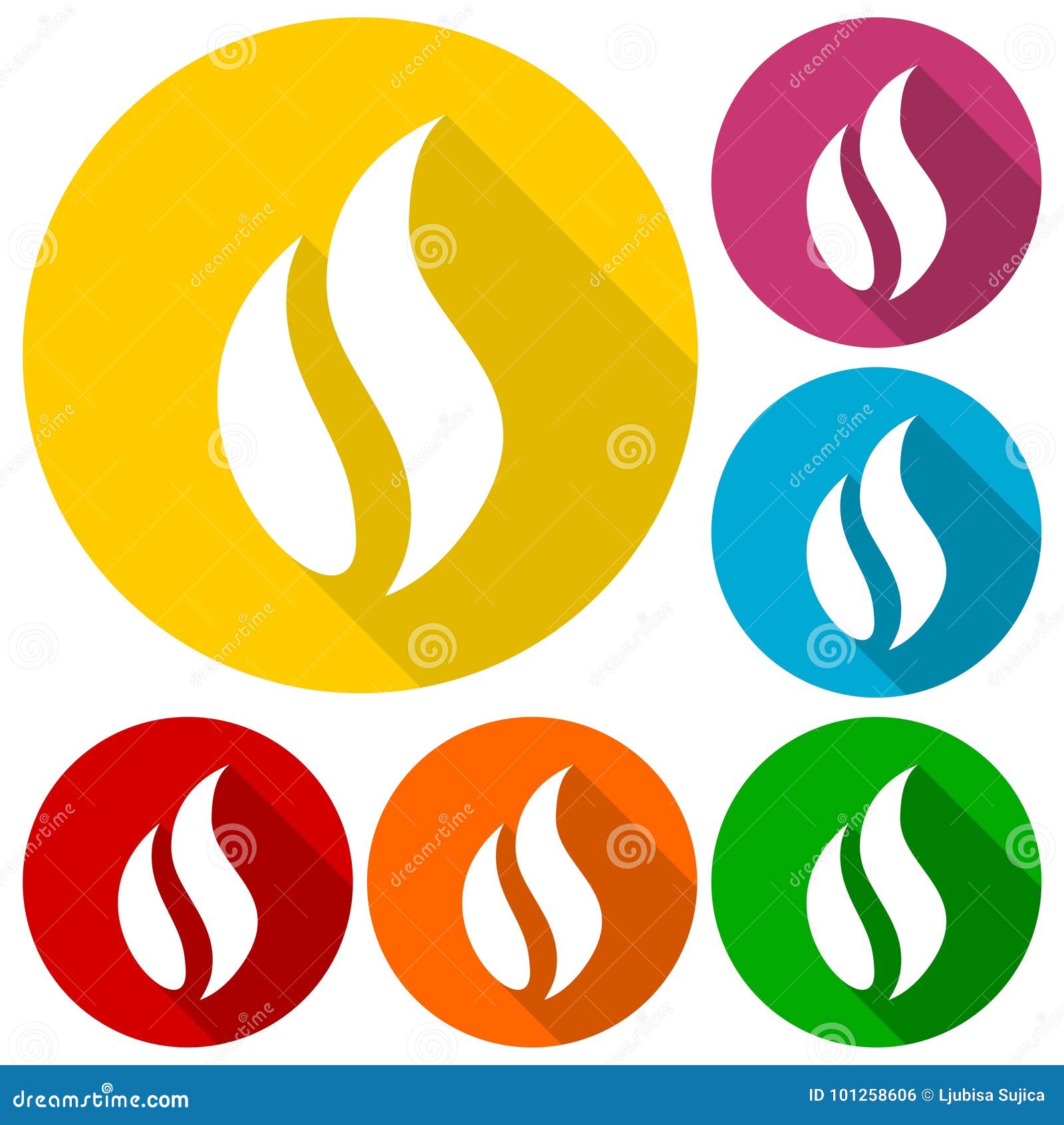 Gas Flame Icons Set with Long Shadow Stock Vector - Illustration of ...