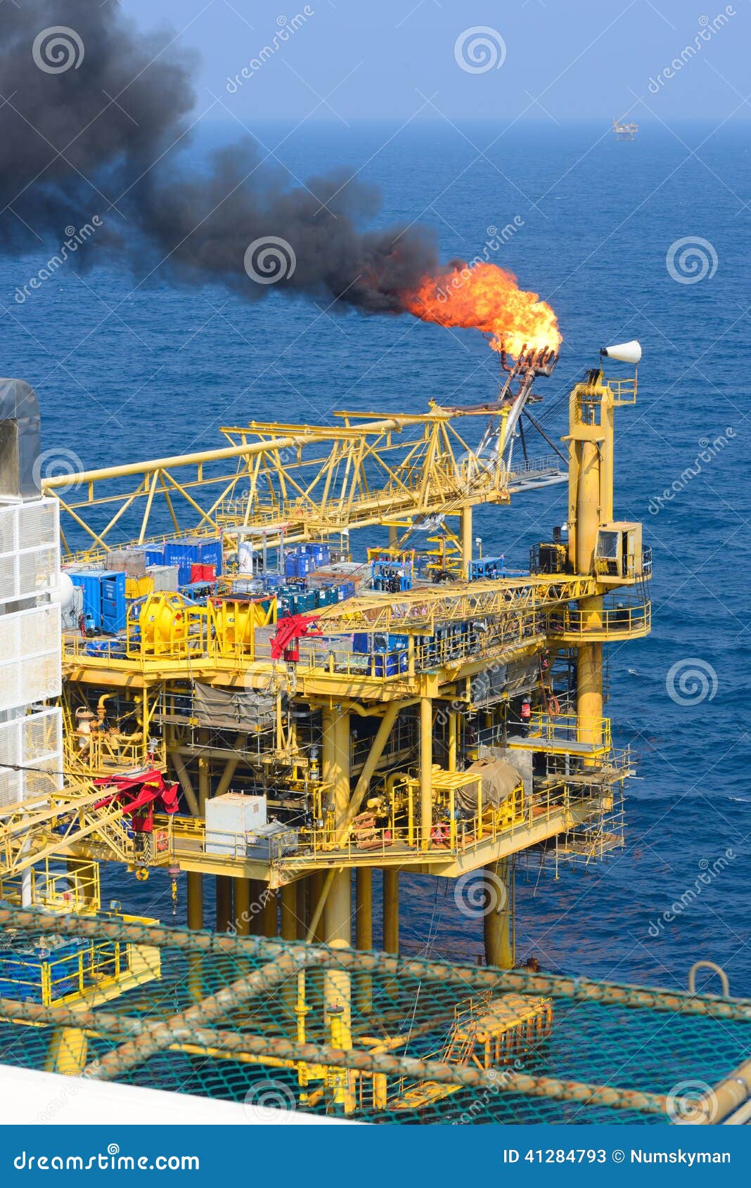 The Gas Flare is on the Offshore Oil Rig Editorial Stock Photo - Image ...