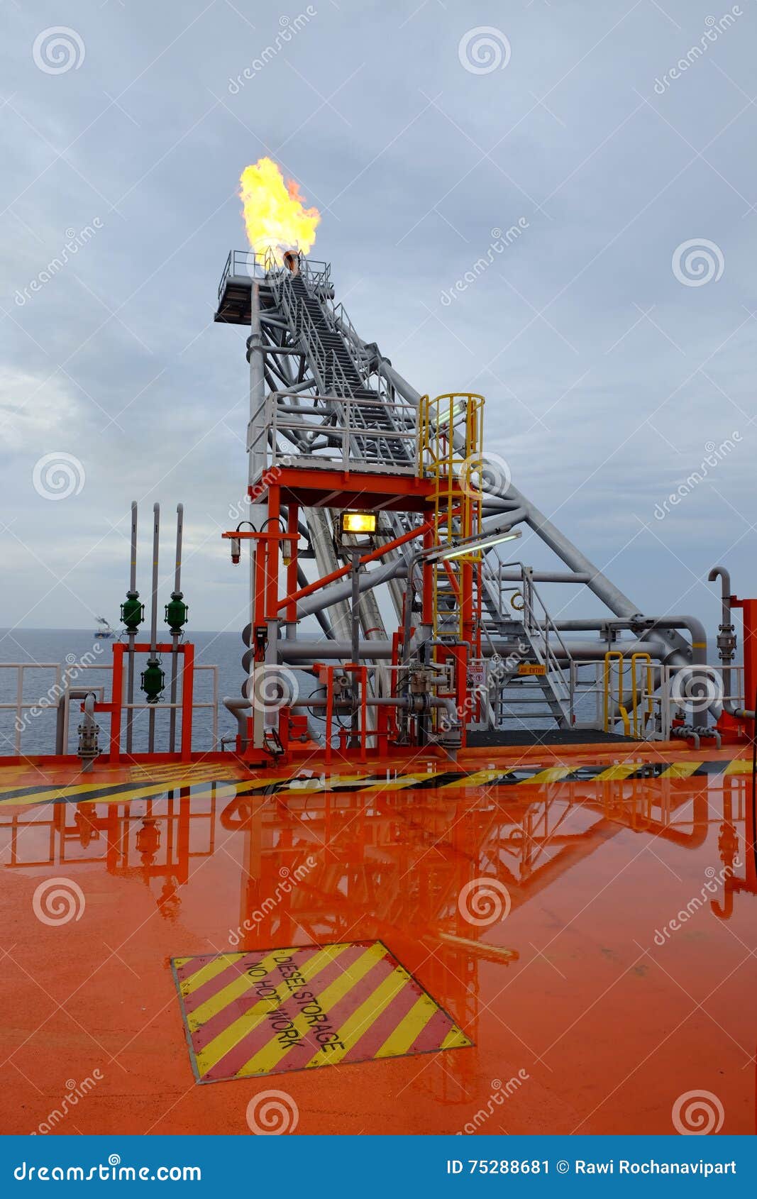 The gas flare. stock image. Image of energy, platform - 75288681