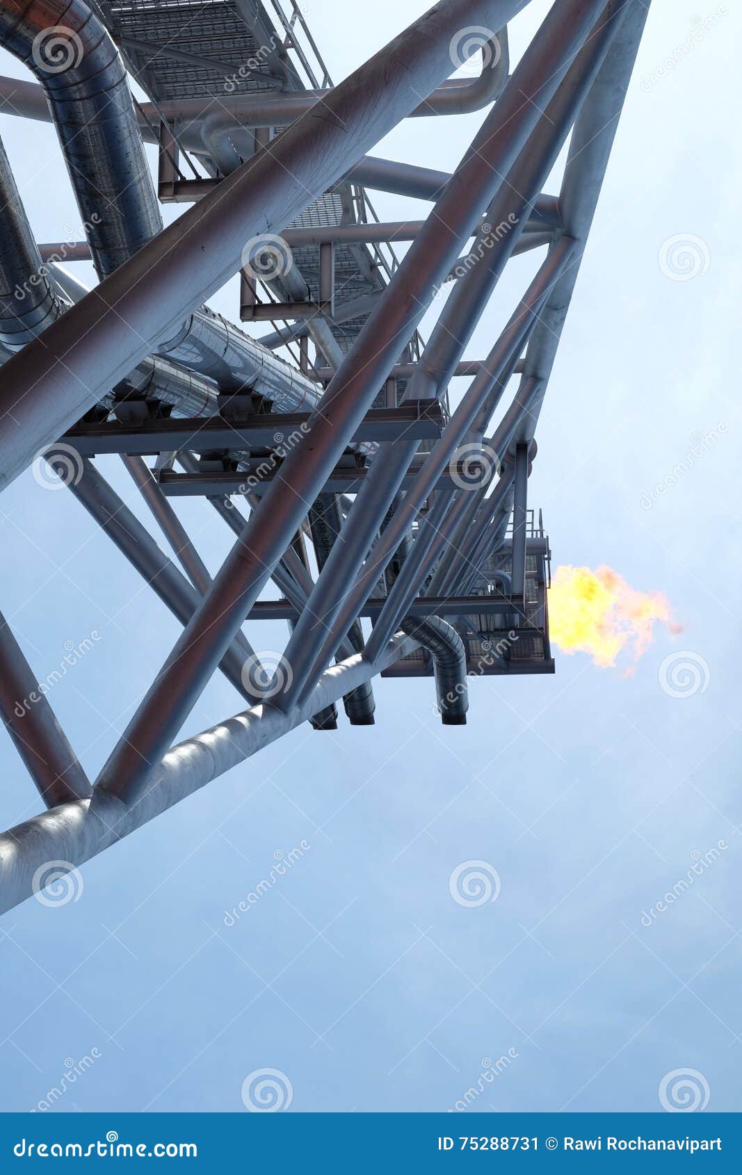 The gas flare. stock image. Image of fire, pollution - 75288731