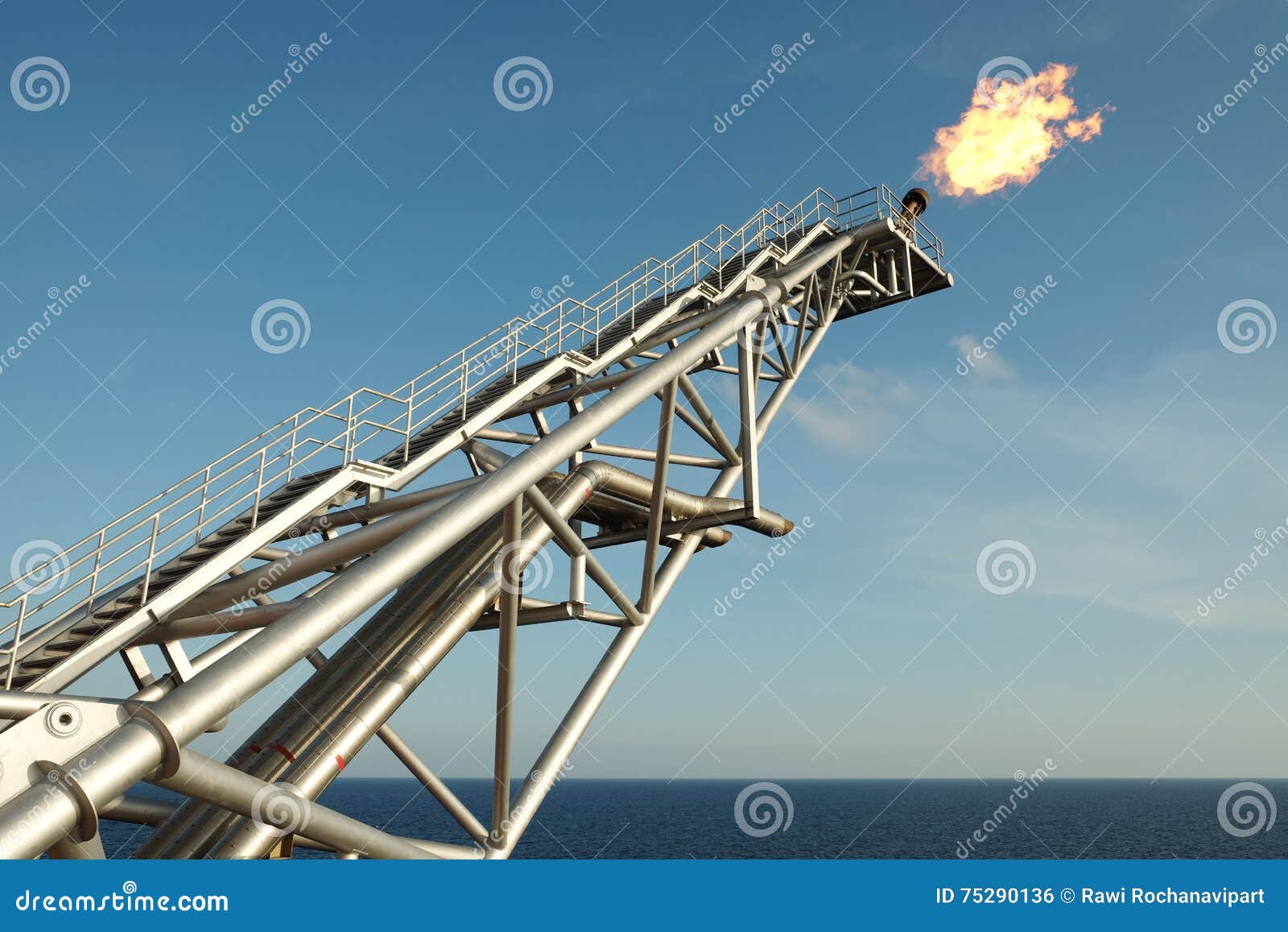 The gas flare. stock photo. Image of pollute, industry - 75290136