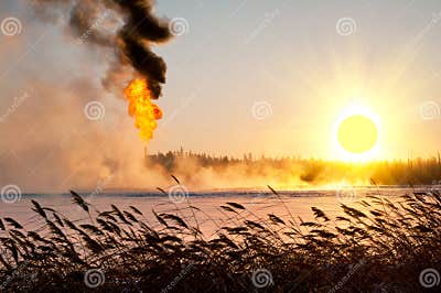 Gas flaring. stock image. Image of flame, nature, evaporation - 21906053
