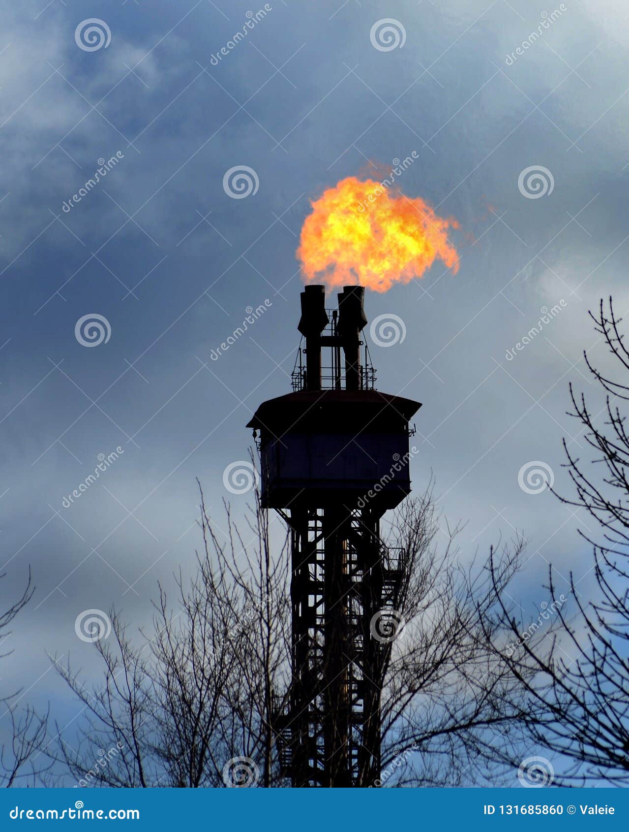 Gas flaring. stock photo. Image of fire, black, pollution - 131685860
