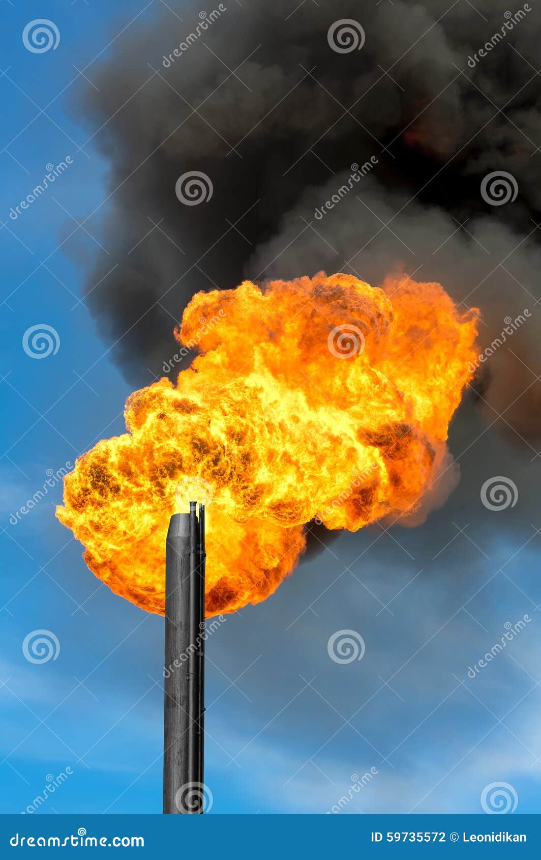 Gas flaring. stock photo. Image of petrol, blue, flare - 59735572