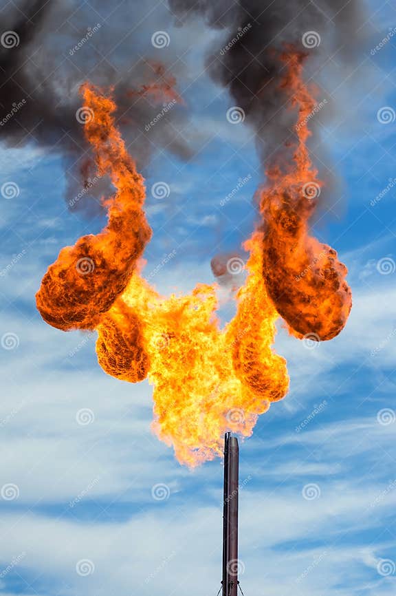 Gas flaring. stock photo. Image of contamination, black - 55002468