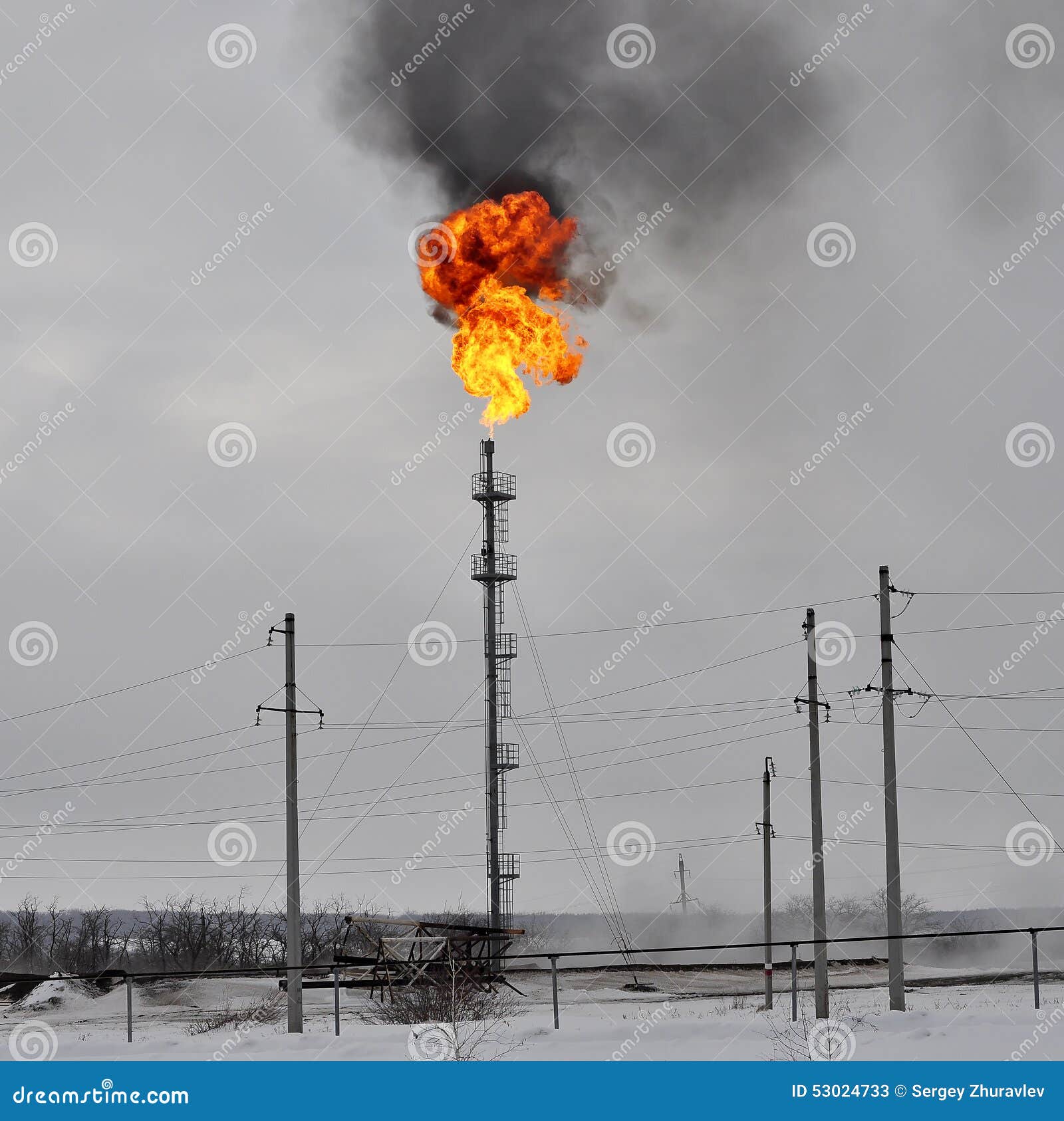 Gas Flaring in the Oil Field Editorial Stock Photo - Image of natural ...