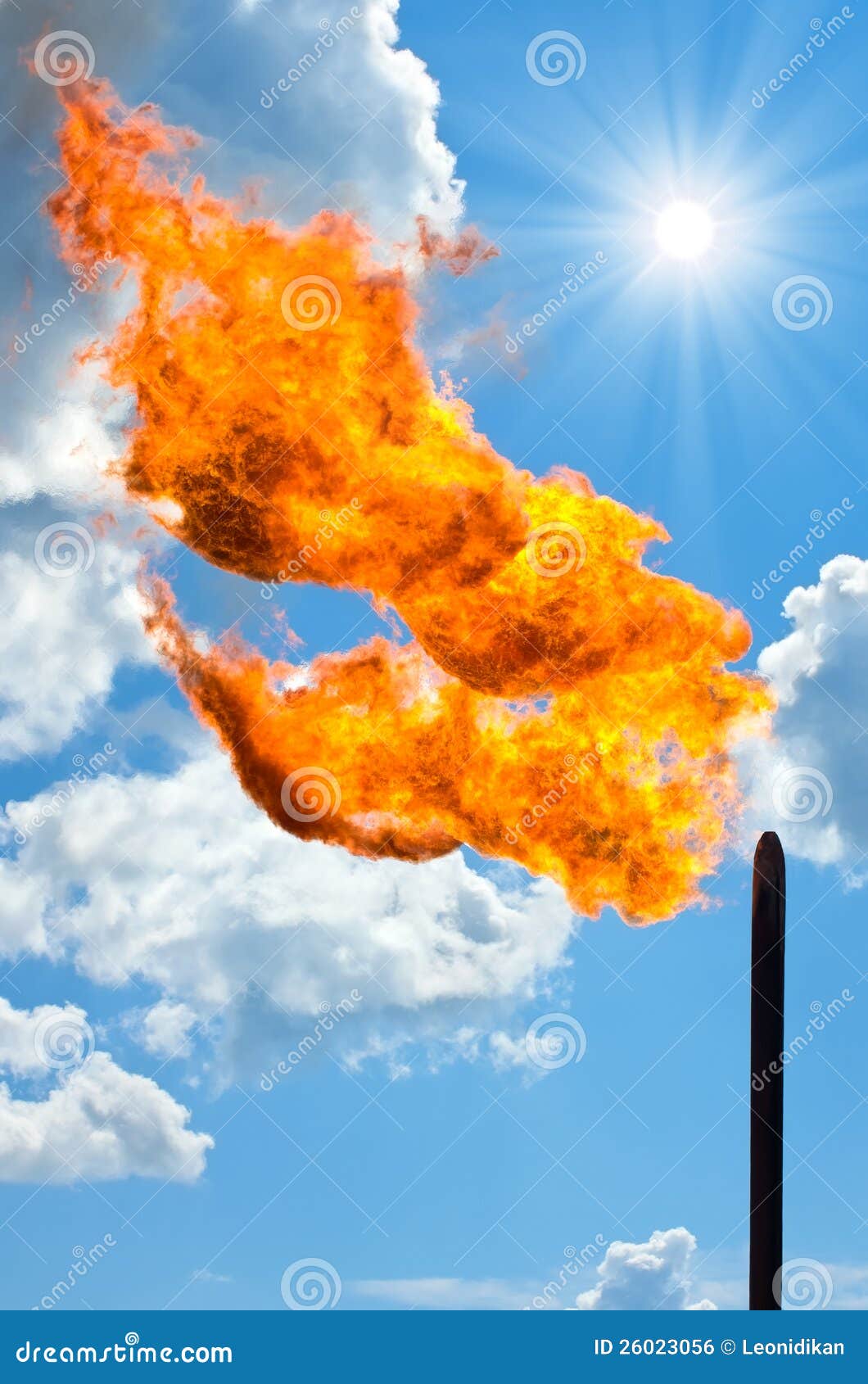 Gas Flaring. Torch Against the Sky. Stock Photo - Image of nature ...