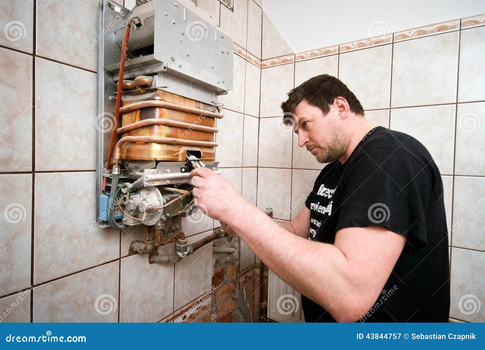 Gas furnace regulation stock image. Image of worker, fixing - 43844757